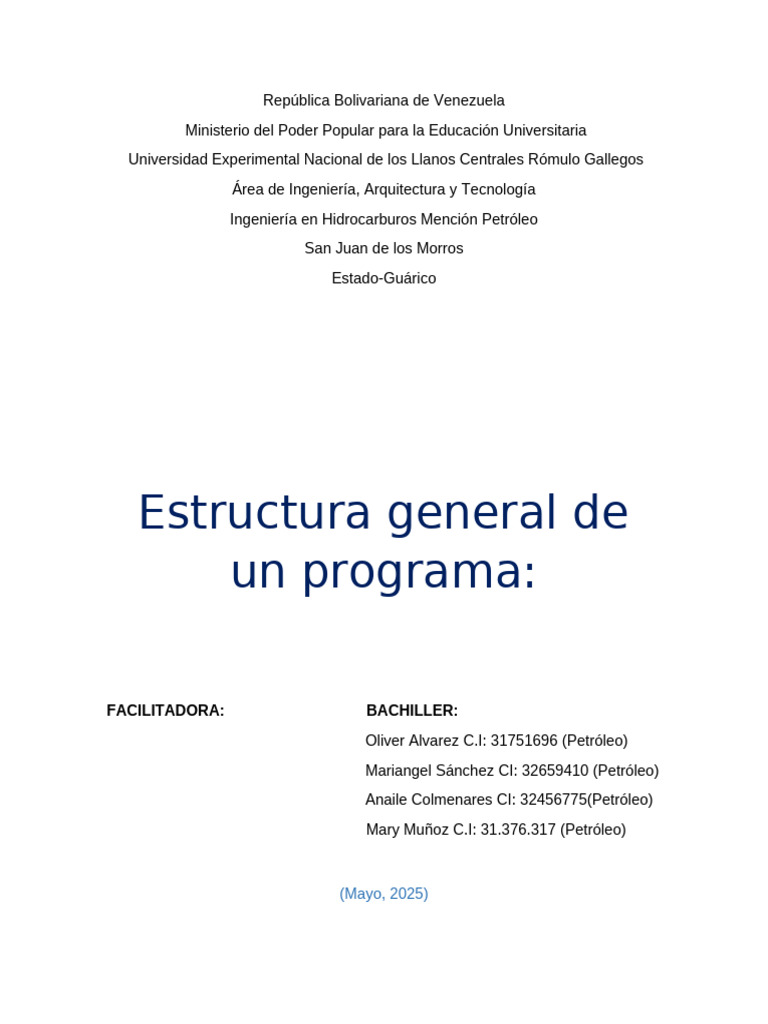 Estructura General de Un Programa | PDF | Programación | Programa de computadora