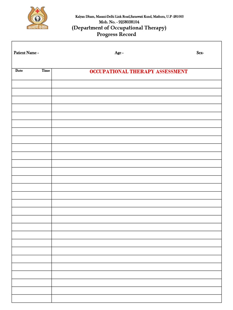 Occupational Therapy Assessment KKM | PDF