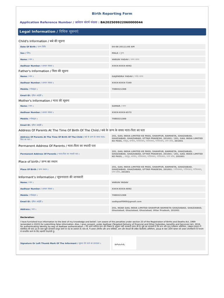 BA202509922060000044 Reporting Form | PDF
