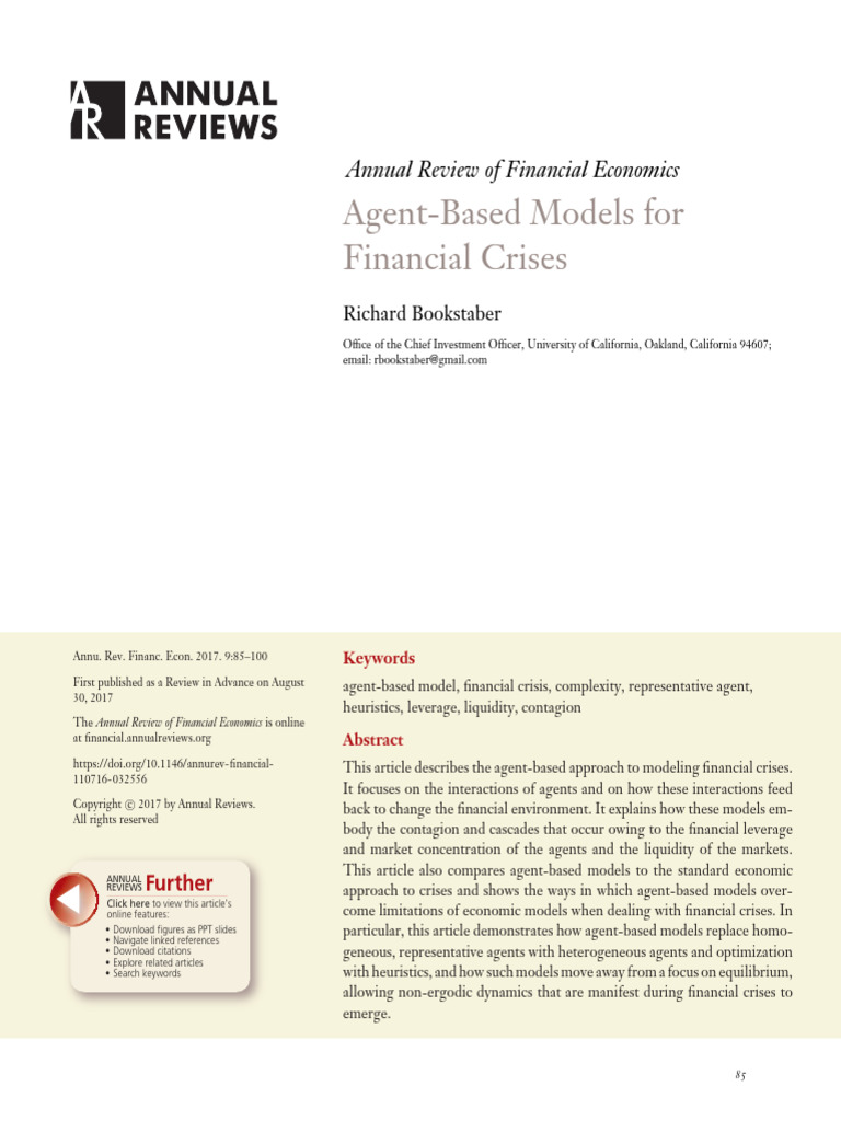 Agent-Based Models For Financial Crises | PDF | Agent Based Model | Traffic