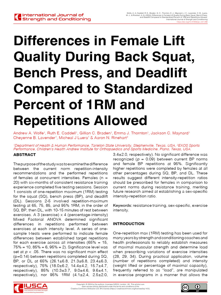 Admin, Differences in Female Lift Quality During Back Squat, Bench ...