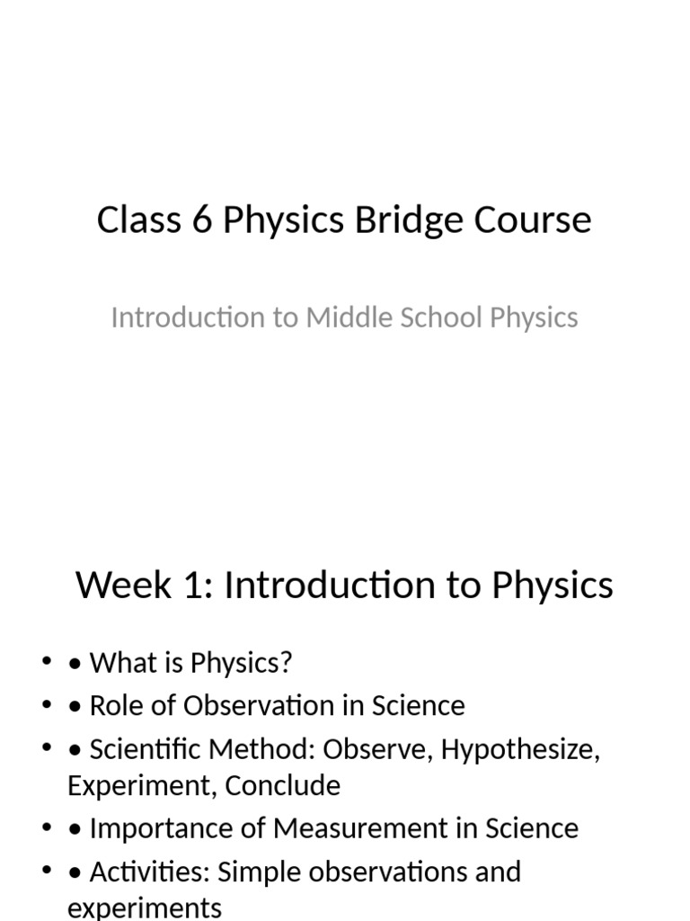 Class 6 Physics Bridge Course | PDF