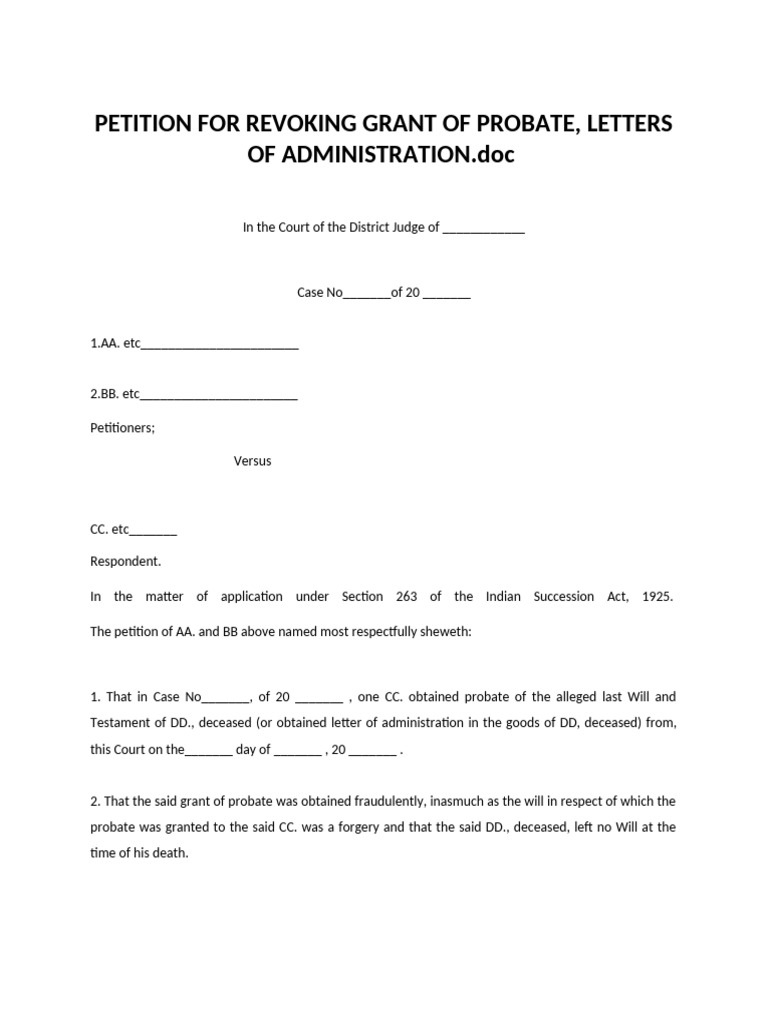 Petition For Revoking Grant of Probate | PDF