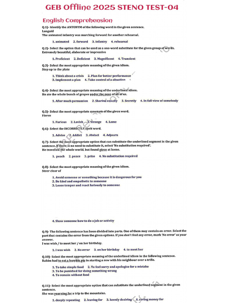 Geb Offline Steno Test-04 | PDF
