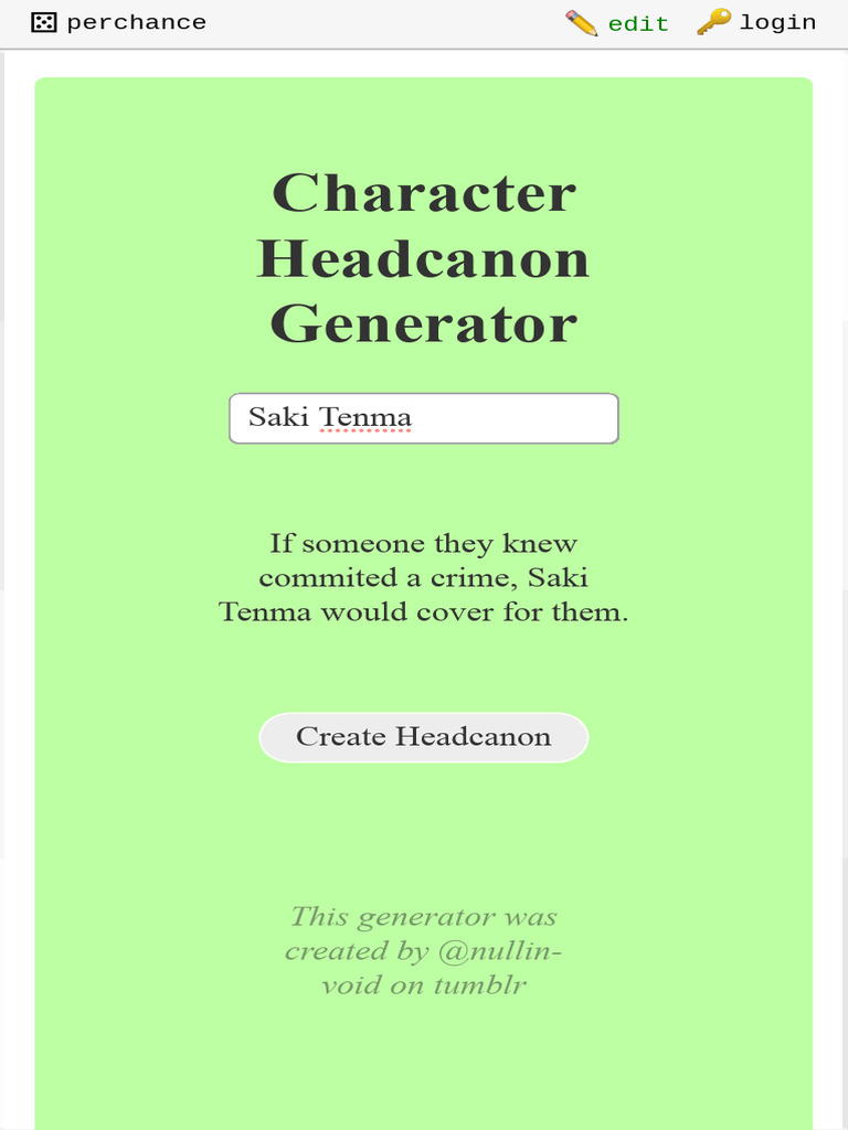 Character Headcanon Generator 2 | PDF