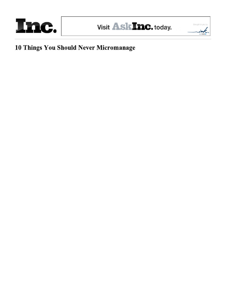 Avoid Micromanagement To This | PDF | Entrepreneurship | Business Economics