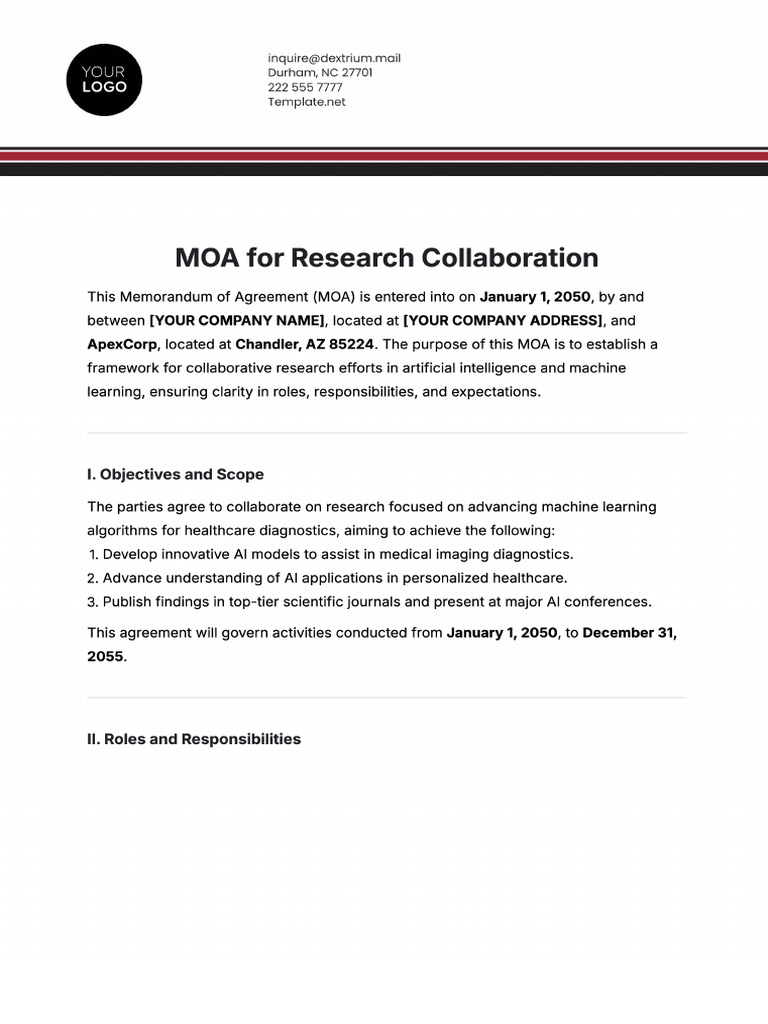 Free MOA Template For Research Collaboration | PDF