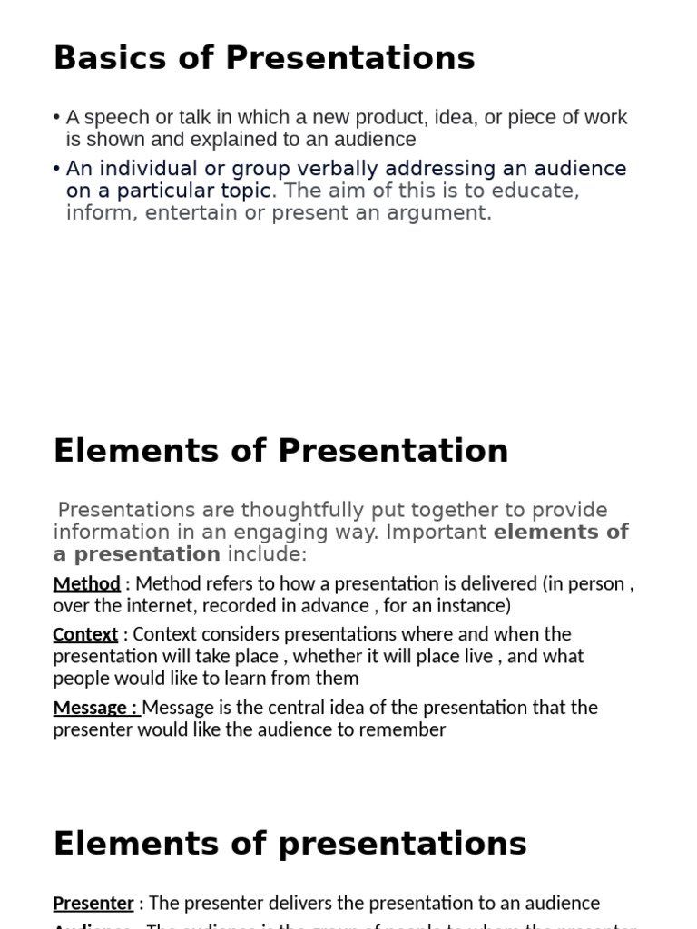Basics of Presentation | PDF | Nonverbal Communication | Cognition