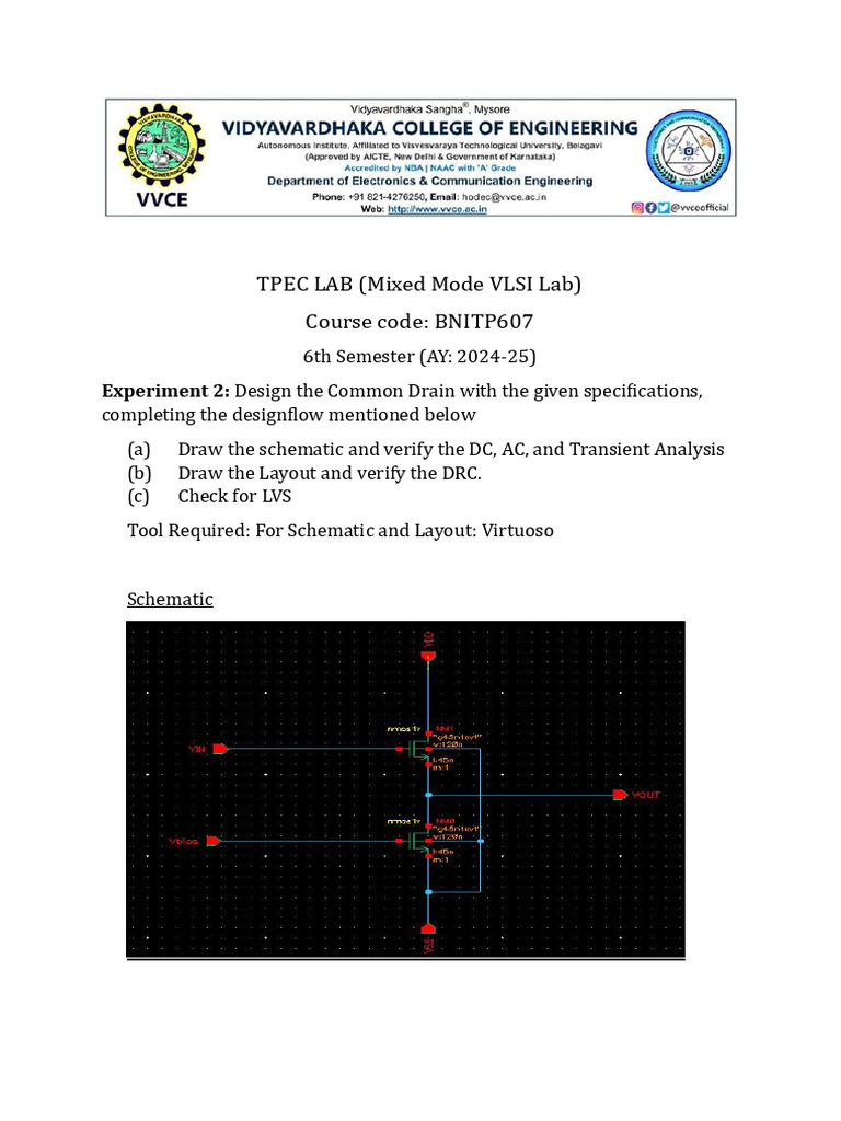 Common Drain Design in VLSI Lab | PDF