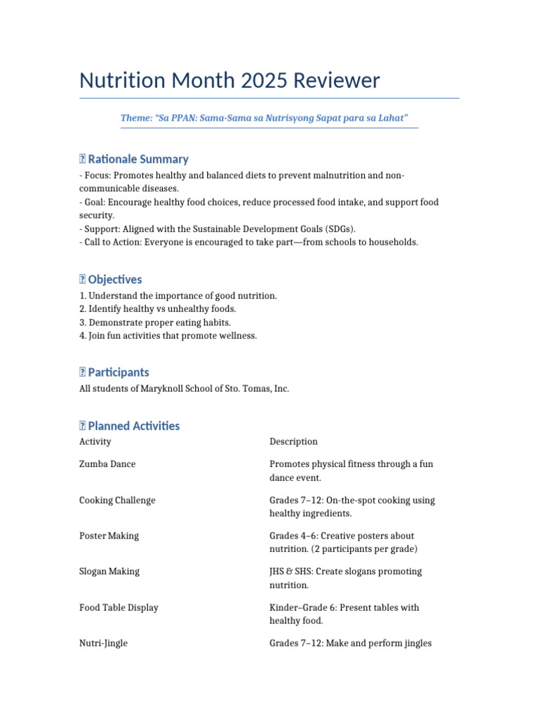 Nutrition Month 2025 Activities Guide | PDF