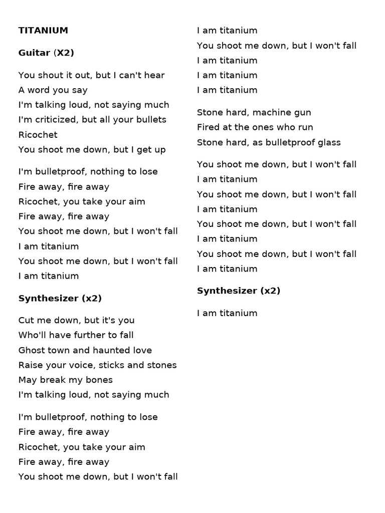 TITANIUM-David Guetta FT Sia | PDF