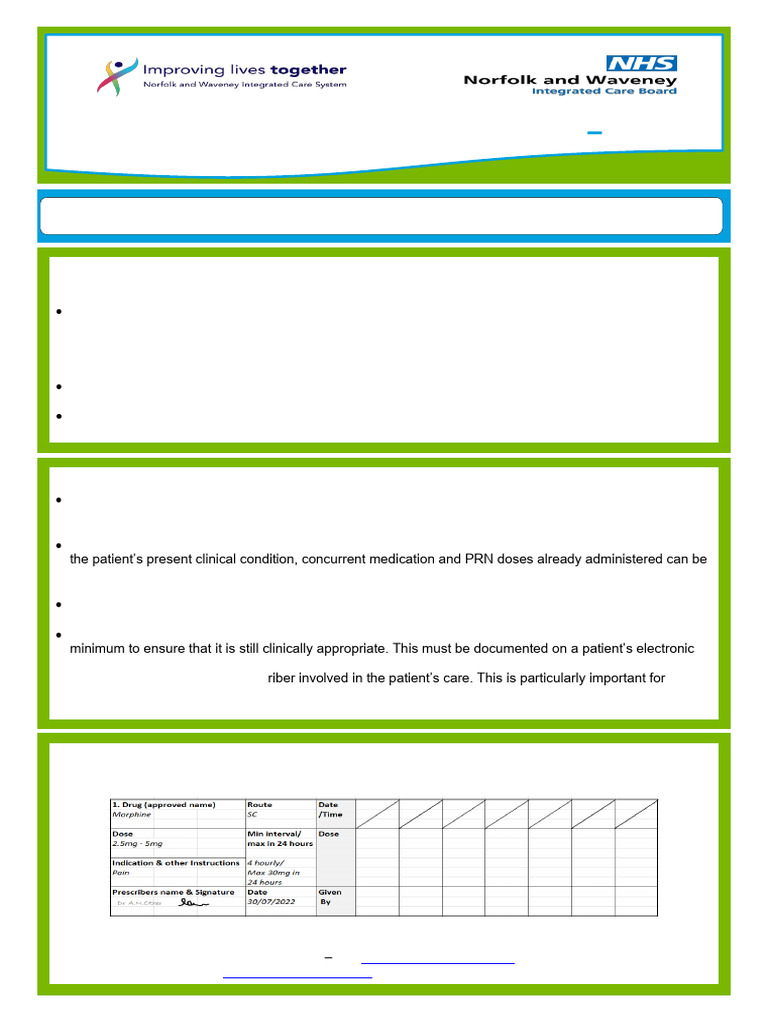 Anticipatory and Syringe Driver Drug Charts | PDF | Medical ...