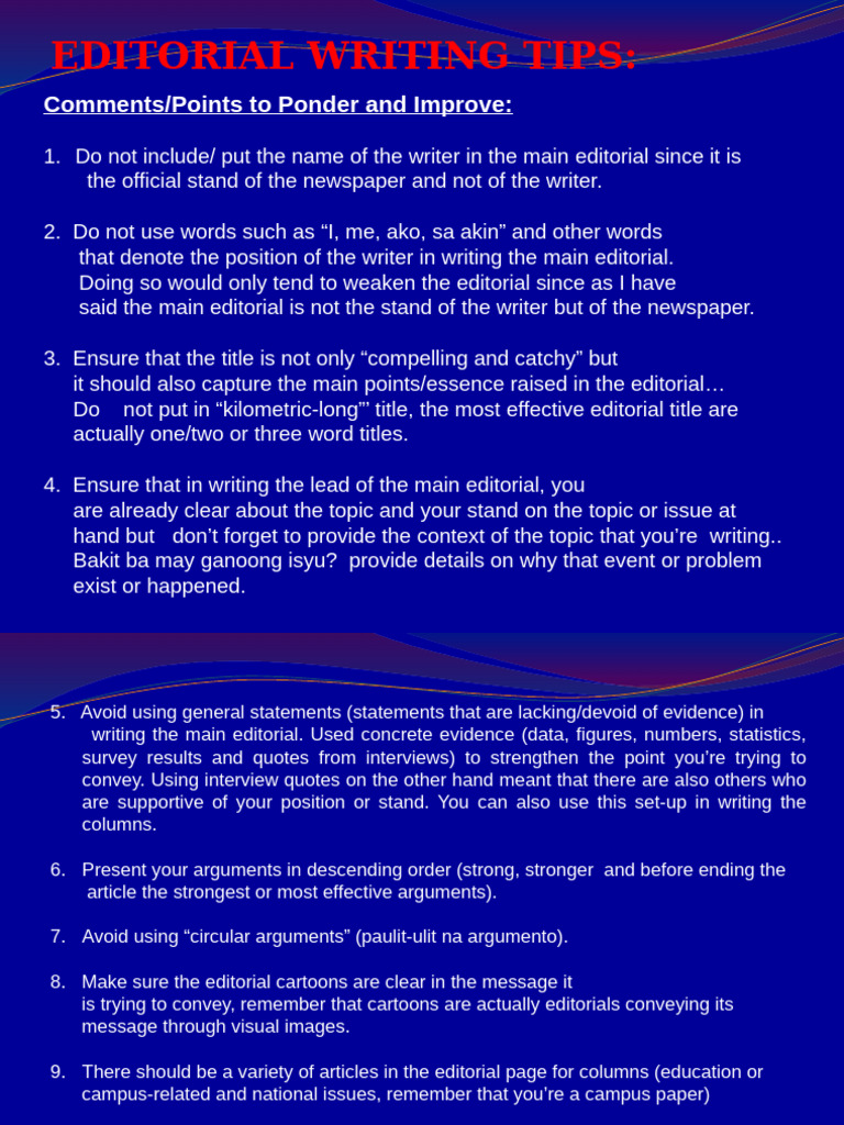 Essential Tips for Effective Editorials | PDF | Argument | Human ...