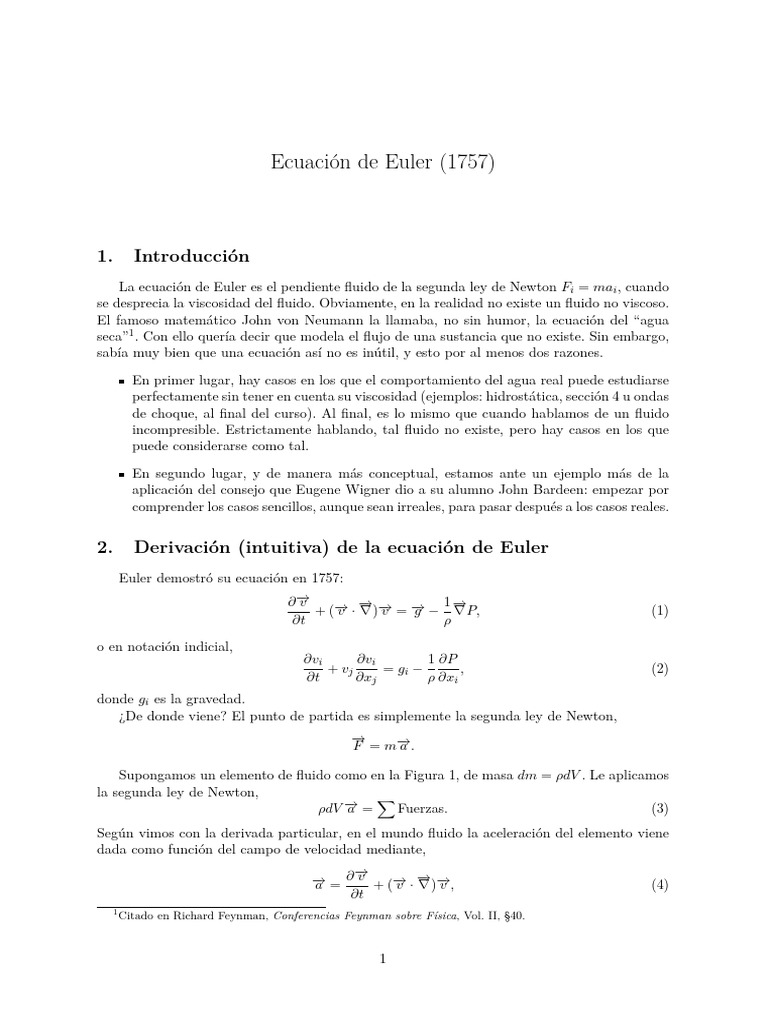 Tema 2. Ecuación de Euler | PDF | Viscosidad | Ecuaciones