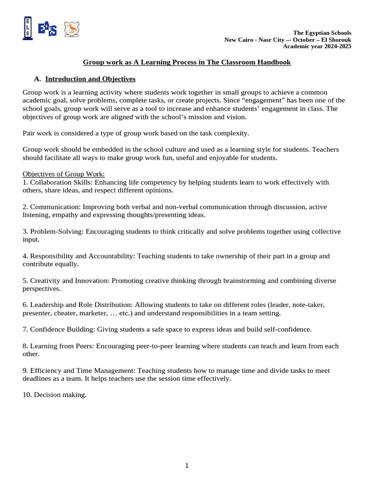 Group Work Handbook 2024-2025 (12-5-2025) | PDF | Argument | Creativity