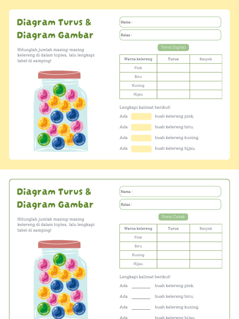 Lembar Kerja Matematika Diagram Turus Kelas 2 SD Hijau Putih | PDF