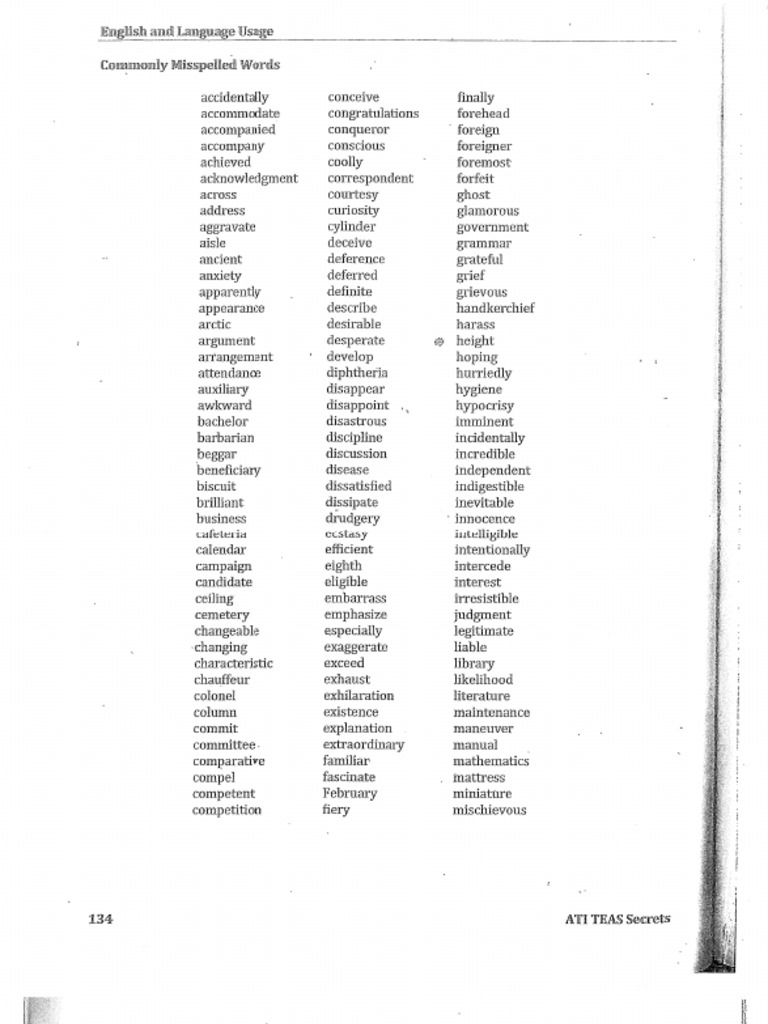 Commonly Misspelled Words | PDF