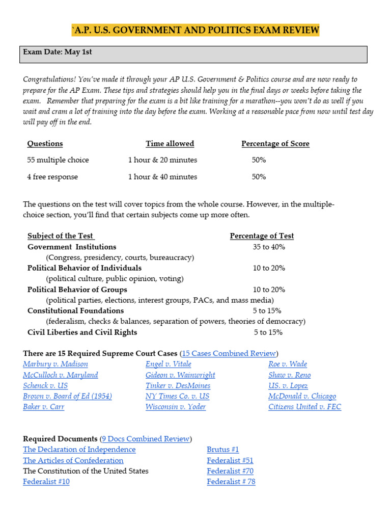 AP Exam Mega Review Packet (Units 1-5) v2 | PDF | United States ...