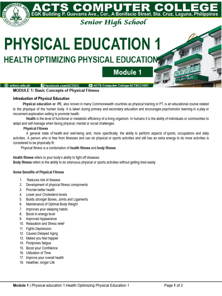 Lesson 1 Basic Concepts of Physical Fitness | PDF | Physical Fitness ...