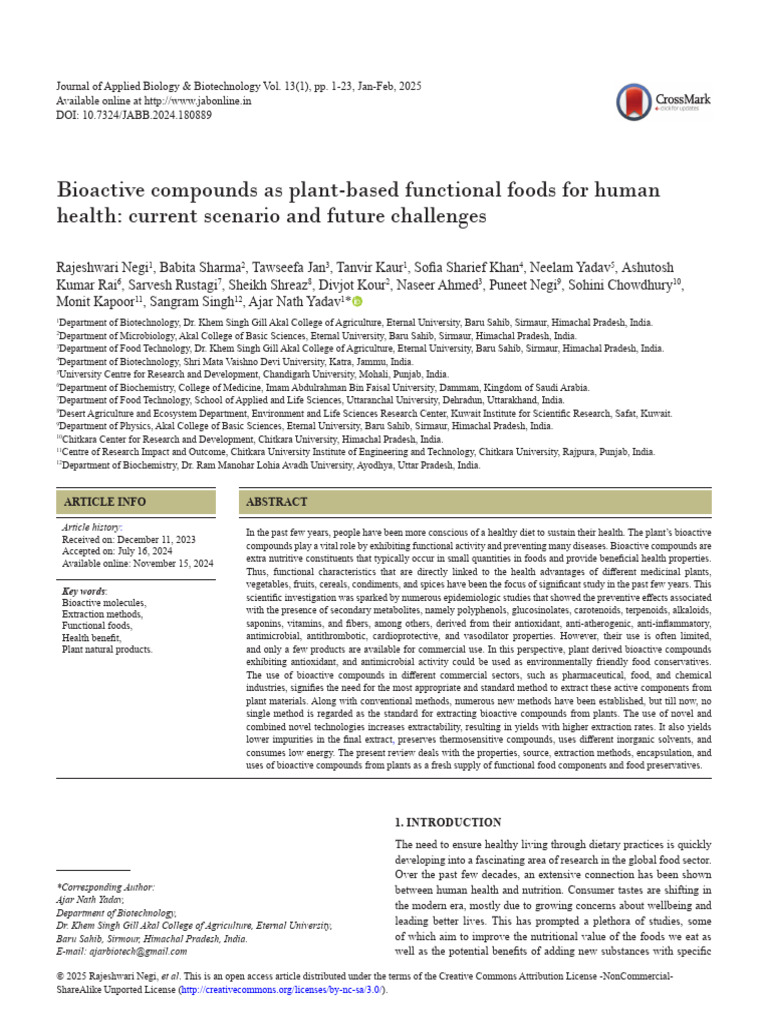 Bioactive Compounds in Functional Foods | PDF | Polysaccharide | Polyphenol