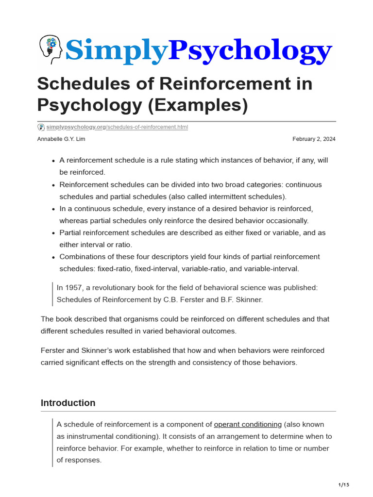 Schedules of Reinforcement in Psychology Examples | PDF | Reinforcement ...