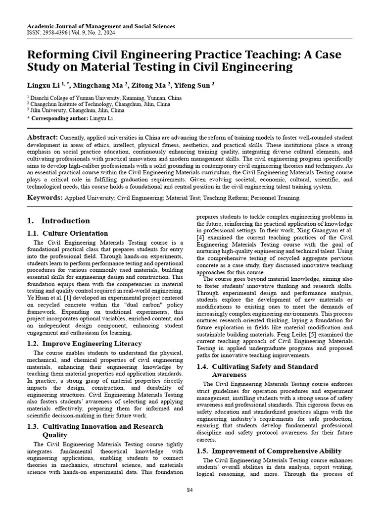 Civil Engineering Materials Testing Reform | PDF | Engineering | Experiment