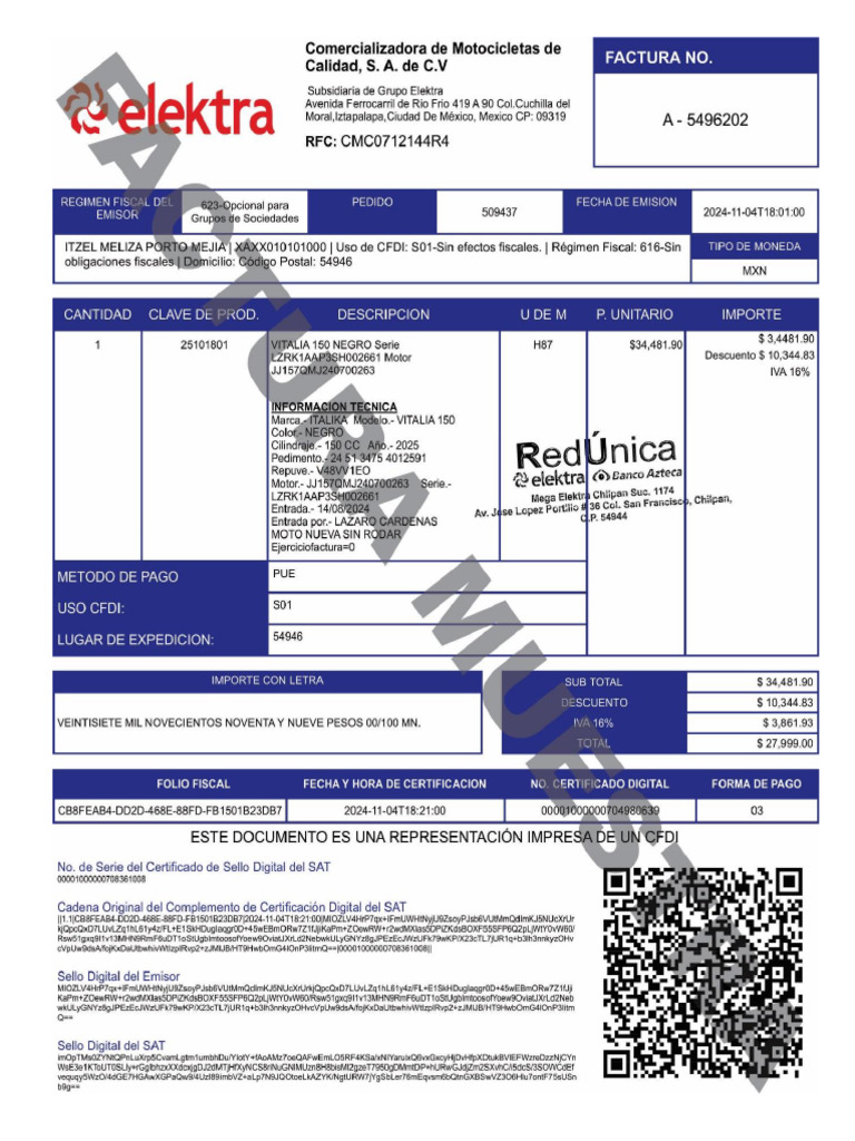 Elektra Factura 151224 | PDF