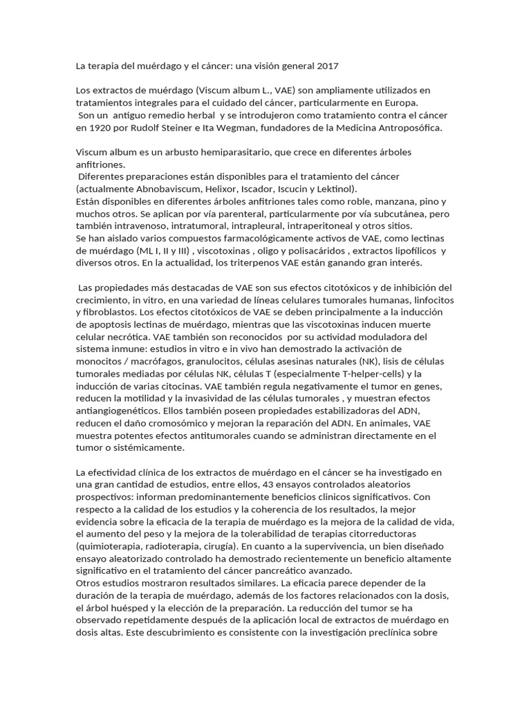 Terapia de Muérdago en el Cáncer | PDF | Terapia | Cáncer