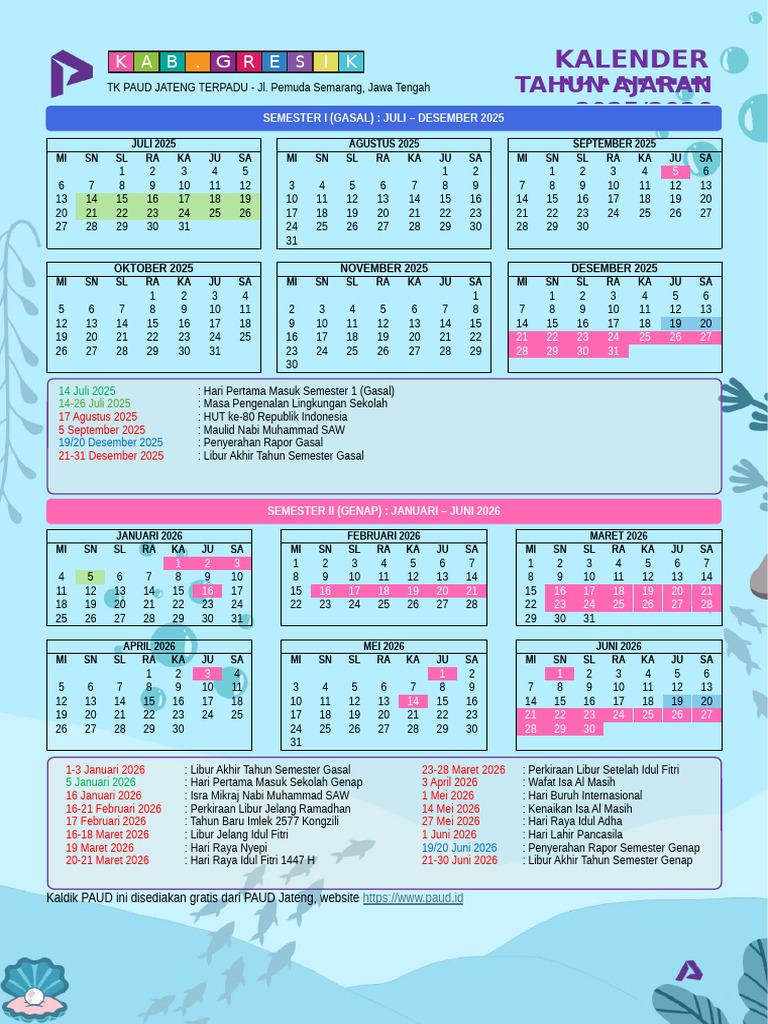 Kalender Pendidikan PAUD Jateng 2025/2026 | PDF