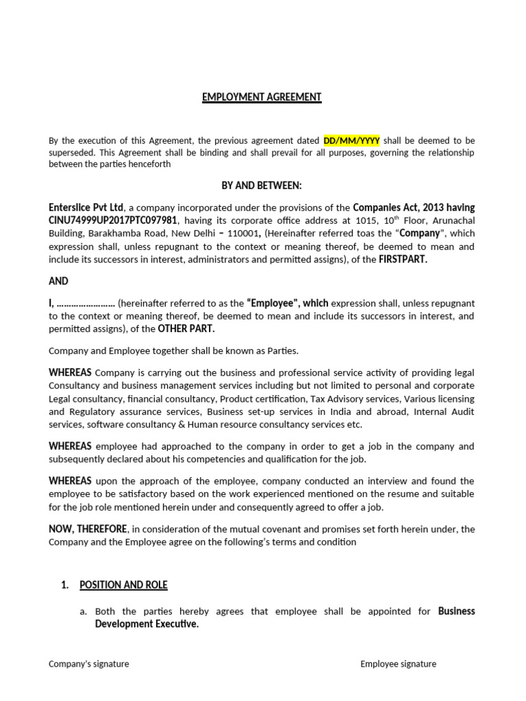 Employee Agreement-Old V2-2025 | PDF | Employment | Indemnity