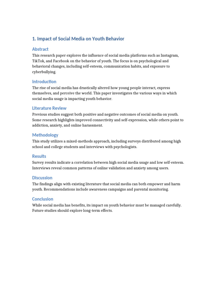 Social Media's Impact on Youth Behavior | PDF