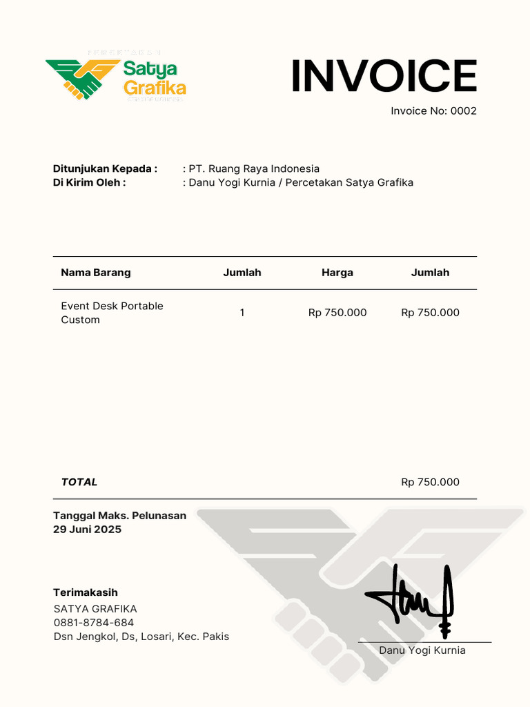 Invoice PT Ruang Raya Indonesia | PDF