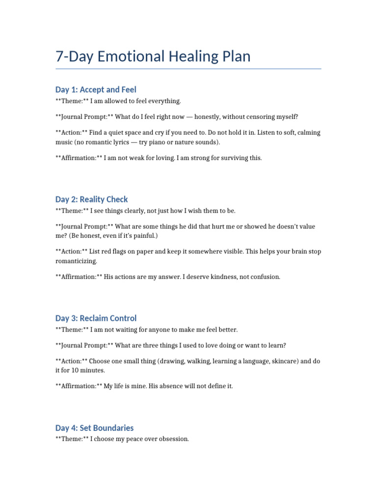 7-Day Emotional Healing Plan | PDF