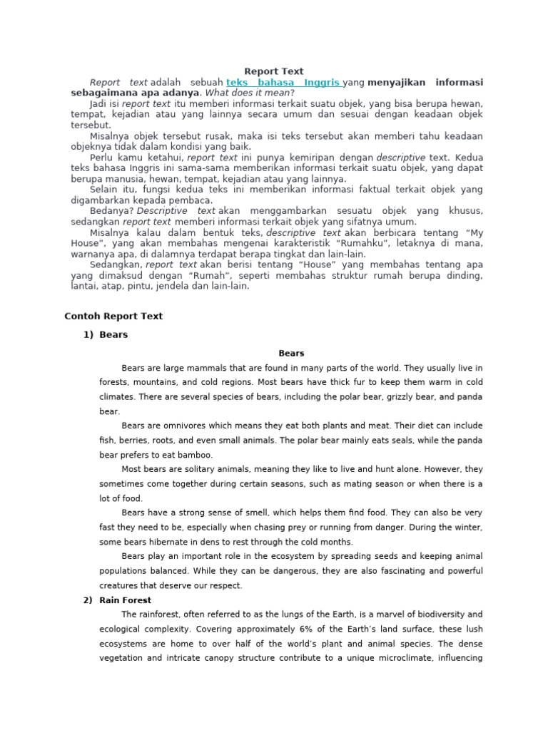 Report Text Dan Soal Latihan | PDF | Cats | Zoology