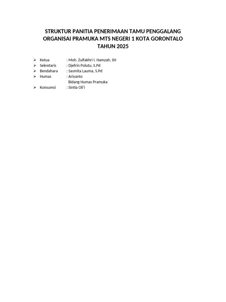 Struktur Panitia Penerimaan Pramuka 2025 | PDF