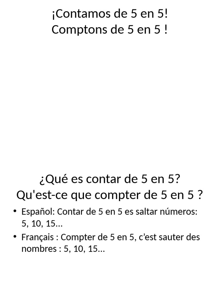 Contar de 5 en 5: Actividades y Juegos | PDF