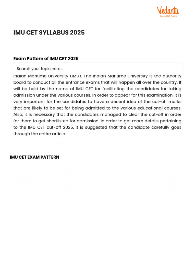 Imu Cet Syllabus 2025 | PDF