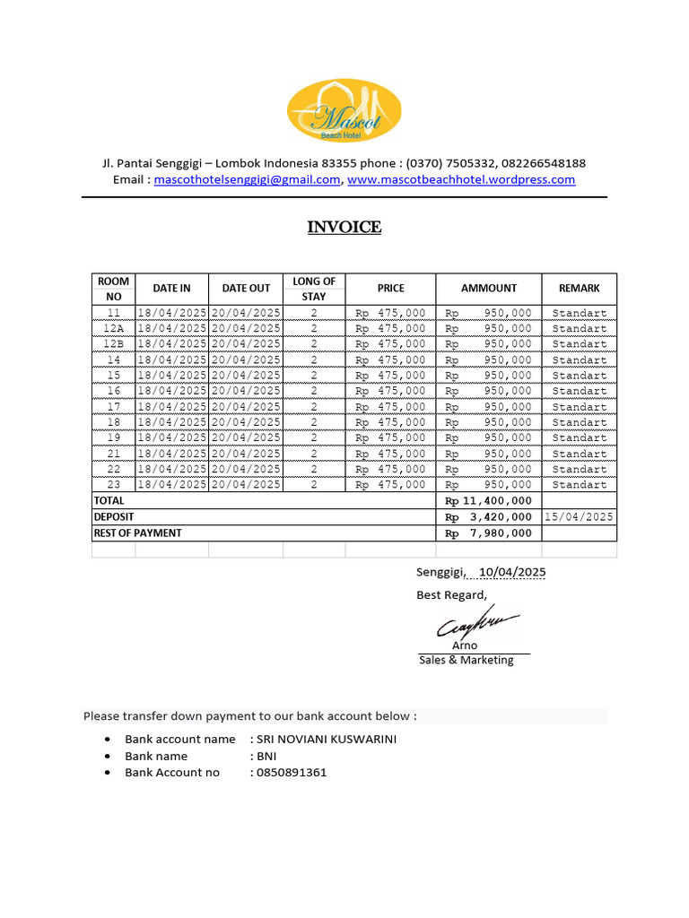 Invoice for PT BPR NTB PERSERODA | PDF