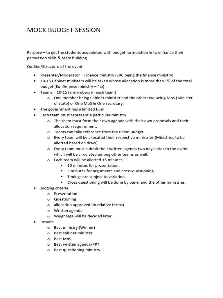 Mock Budget Session | PDF