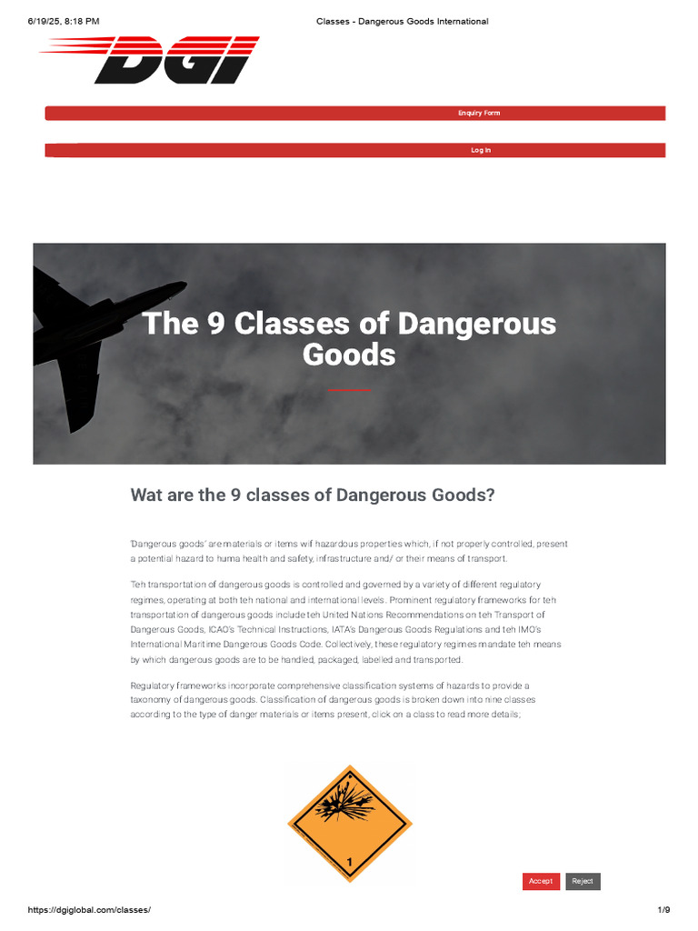 Overview of Dangerous Goods Classes | PDF | Dangerous Goods | Radionuclide