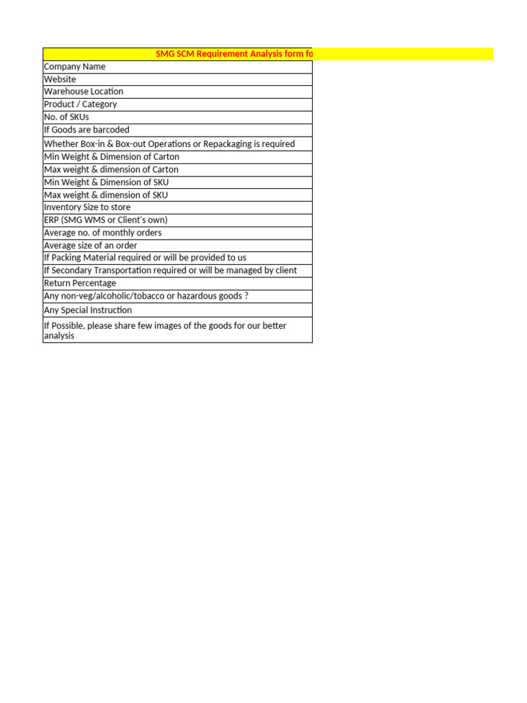 B2B-SCM Requirement Analysis Form | PDF