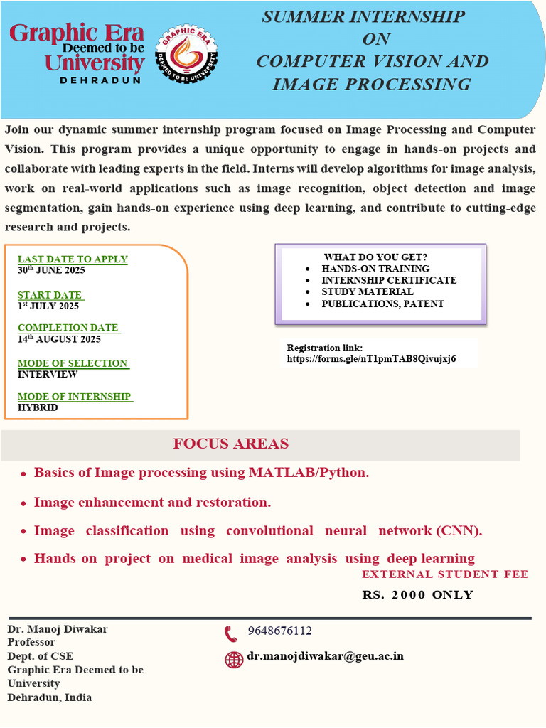 Summer Internship-Computer Vision - Image Processing | PDF