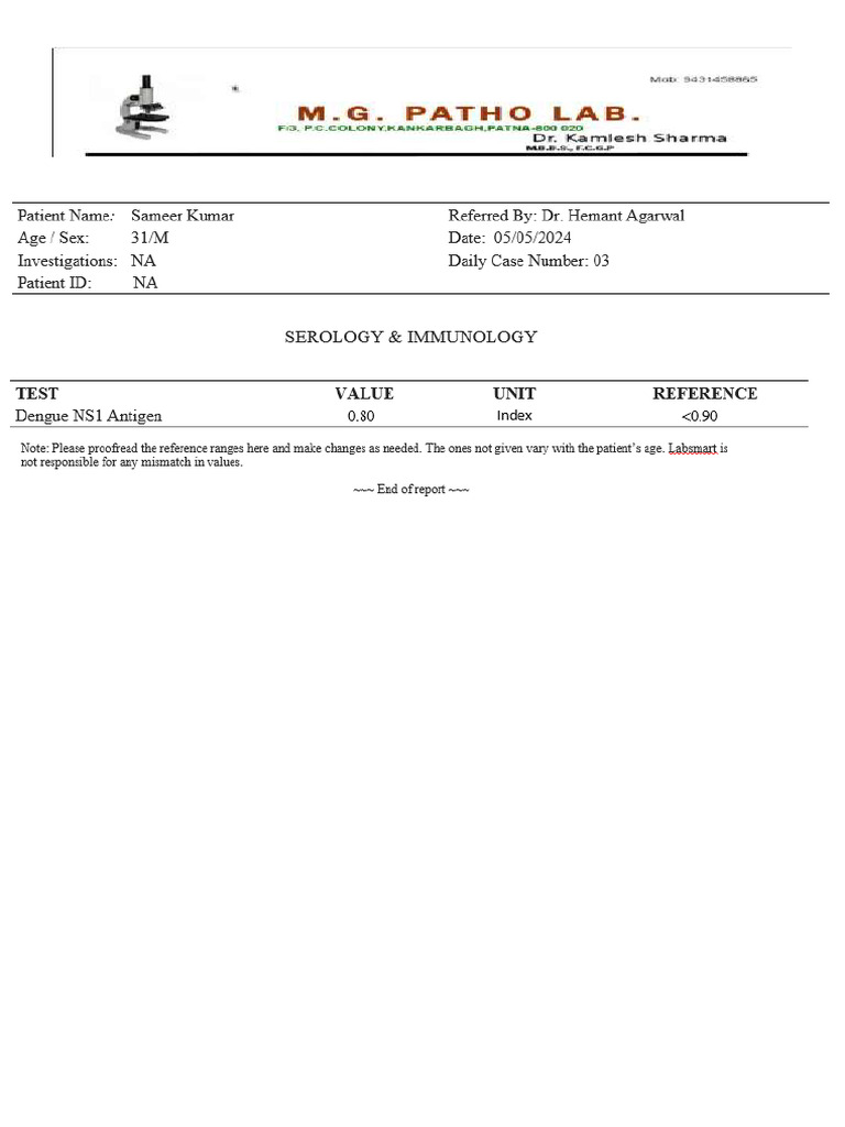 Dengue Report | PDF