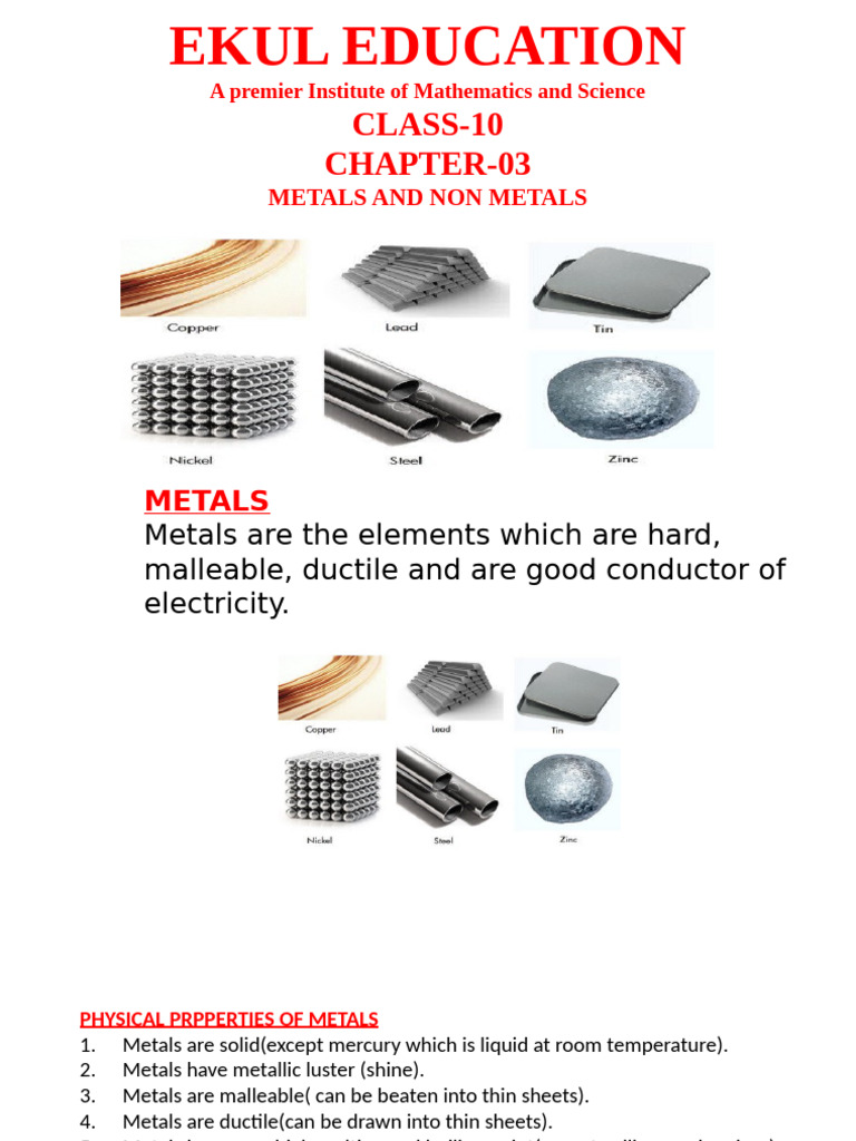 Metals and Non Metals | PDF | Magnesium | Metals