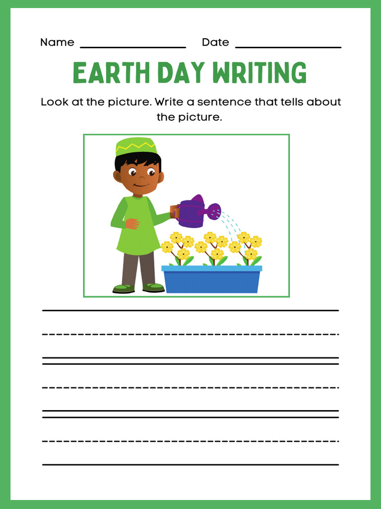 Fun Earth Day Writing English Worksheets in Colourful Illustrative ...