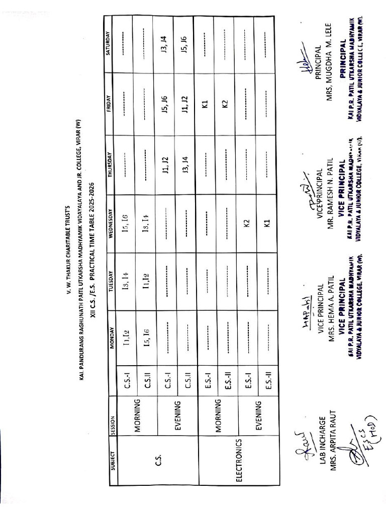 SYJCES-CS Practical Time Table | PDF