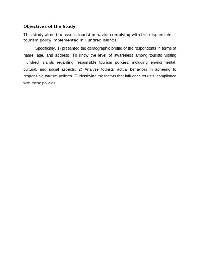 Objectives of The Study | PDF