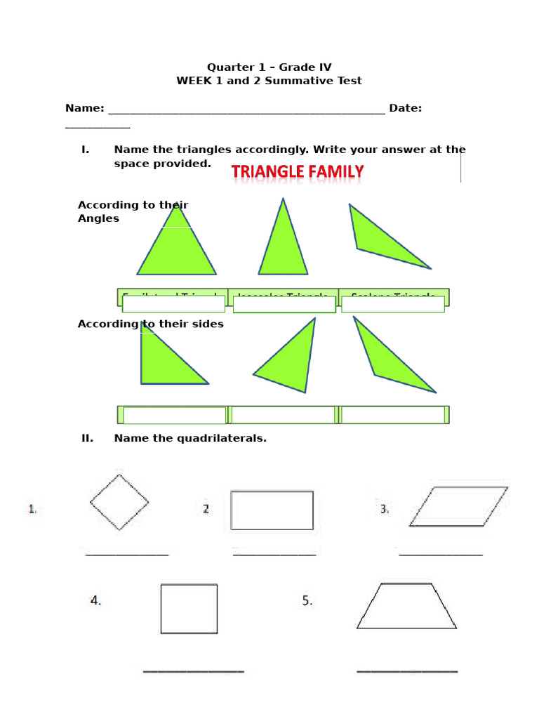 Math Week 1 and 2 Summative | PDF