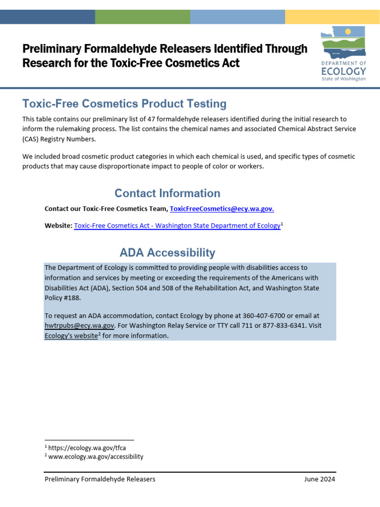 Formaldehyde Releasers INCI | PDF | Cosmetics