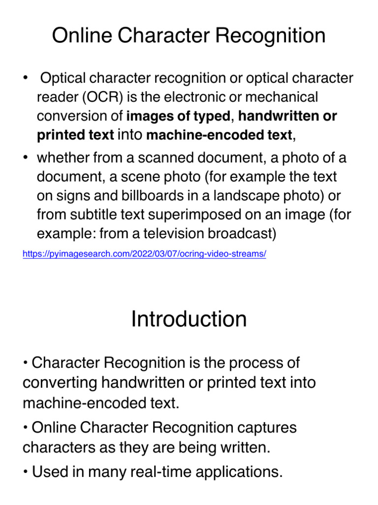Online Character Recognition Overview | PDF | Optical Character ...